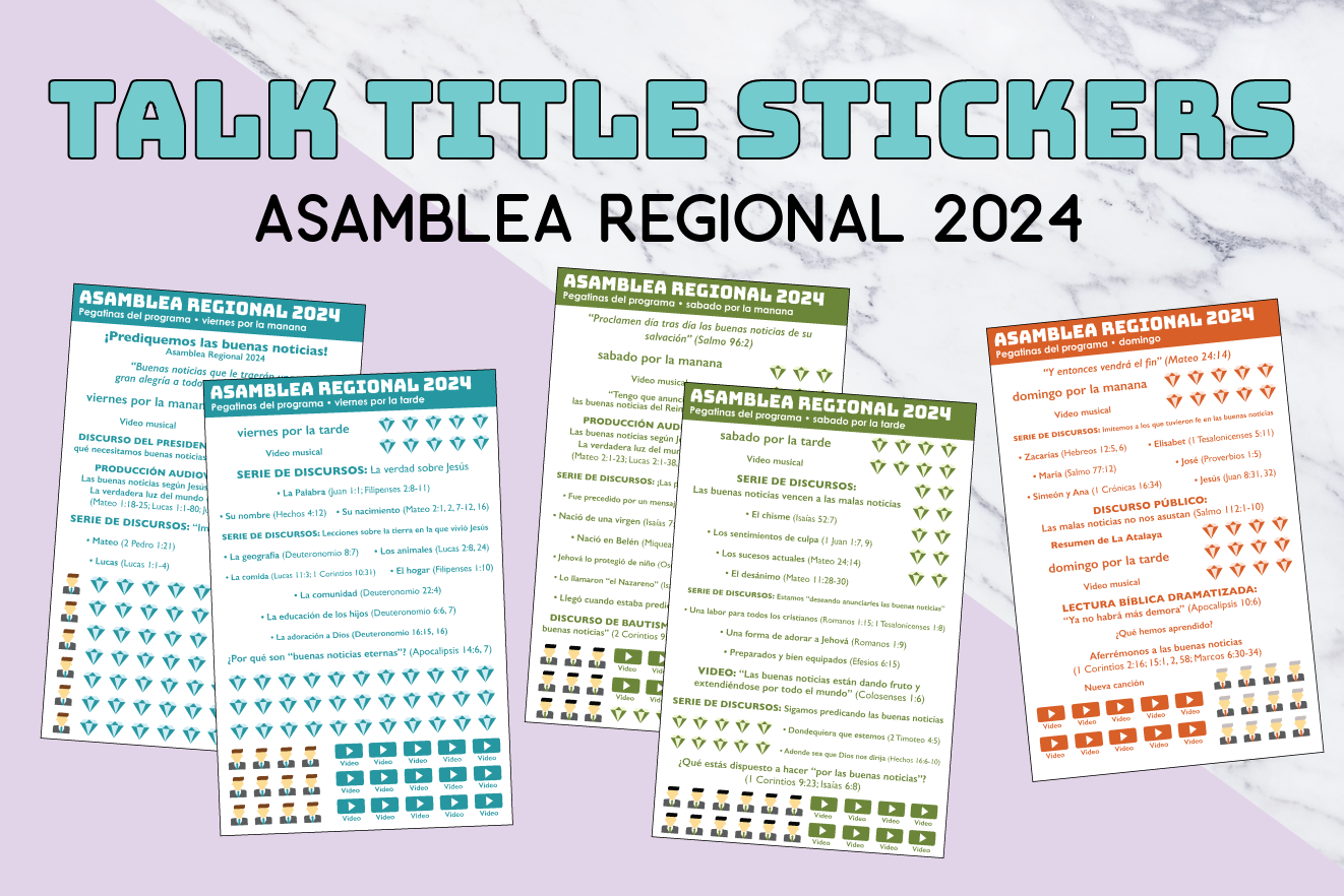 2024 Regional Convention program stickers, talk title sticker set, JW ...